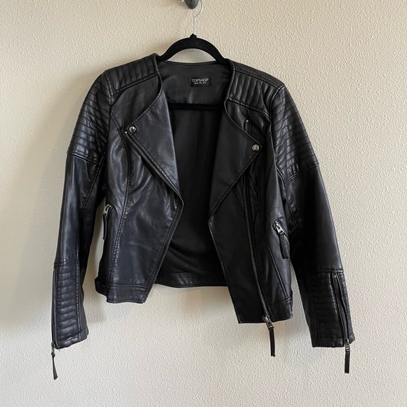 Topshop | Jackets & Coats | Topshop Black Leather Jacket | Poshmark